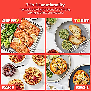 Chefman Toast-Air Touch Air Fryer Toaster Oven Combo, 4-In-1 Black Convection Oven Countertop, Cook a 10-In Pizza, 4 Slices of Toast, Air Fry, Bake, Air Broil, Dehydrate, 21 Qt