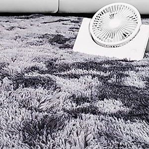 YOBATH Large Area Rugs 8x10 Feet for Living Room, Big Fluffy Shag Rug for Bedroom, Soft Fuzzy Shaggy Carpet Rugs for Kids Girls Boys Playroom Nursery Dorm Room Decor, Tie-Dyed Dark Grey