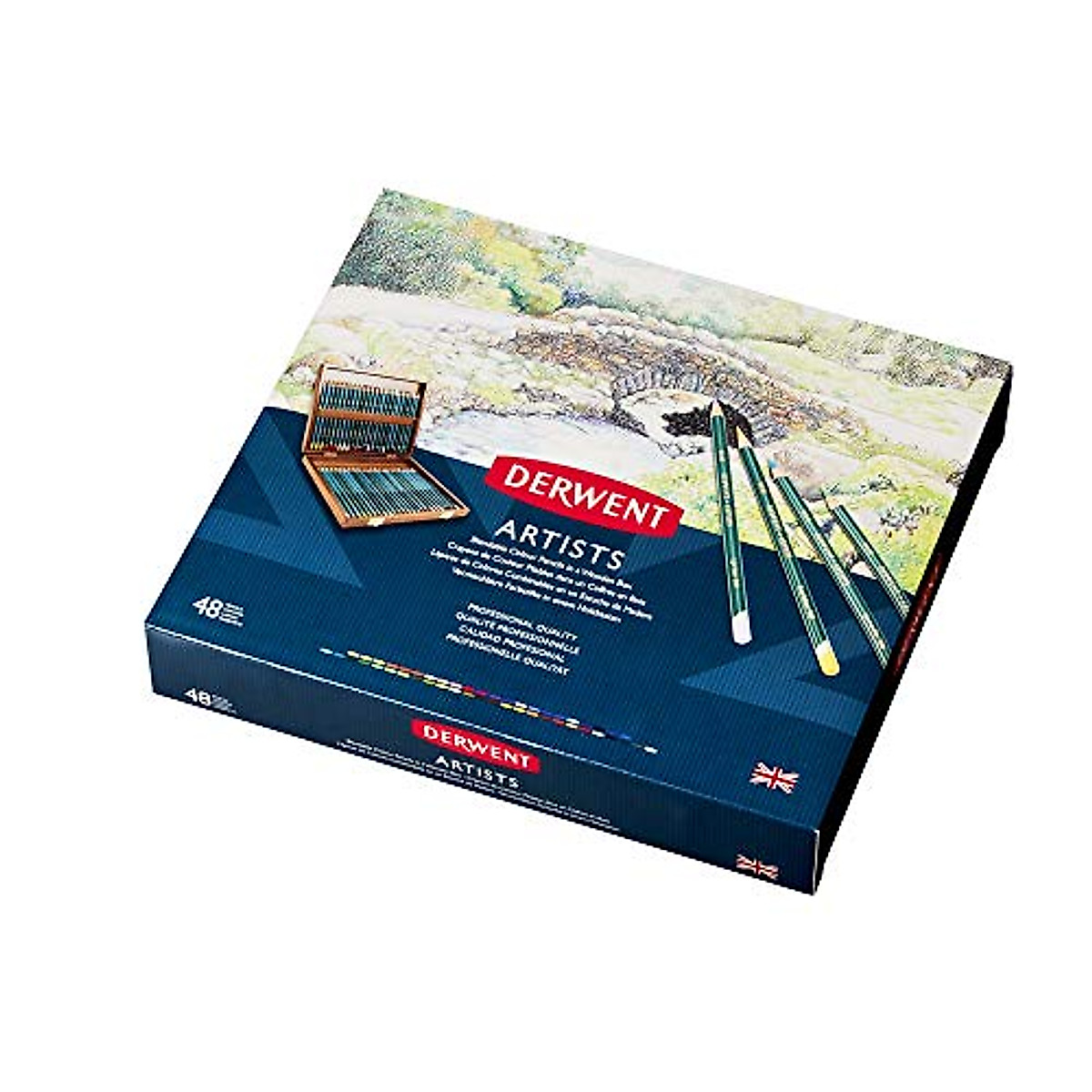 Derwent Artists Color Pencils, 4mm Core, Wooden Box, 48 Count (0700643)