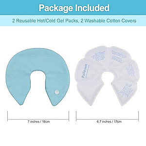 Pallesen 2 Pack Breast Therapy Ice Packs with Soft Covers, Hot and Cold Breast Pads,Reusable Hot Cold Breast Gel Packs, Breastfeeding Essentials for Moms