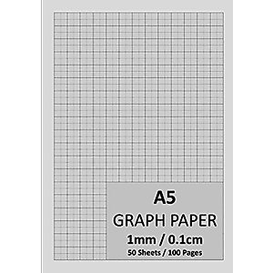 A5 Graph Paper 1mm 0.1cm: 148mm x 210mm, Graph Pad, 1/5/10 mm Square Grid Ruled Graphing Notepad, 100 Pages/50 leaves | Engineering & Science Notebook ... Graph Paper A5 Pad | 90gsm White Paper
