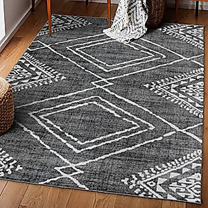 ReaLife Machine Washable Rug - Stain Resistant, Non-Shed - Eco-Friendly, Non-Slip, Family & Pet Friendly - Made from Premium Recycled Fibers - Moroccan Diamond - Gray, 2'6" x 6'
