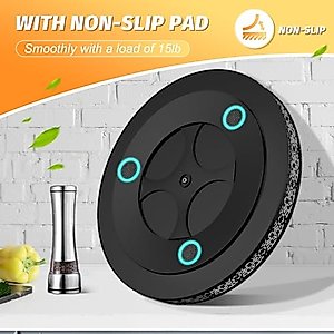 Black Lazy Susan Turntable for Table, Lazy Susan Organizer for Cabinet, Lazy Susan Spice Rack, Lazy Susan for Dining Table, Countertop, Cabinet, Makeup, Bathroom, Pantry (12IN-Branch-Black)