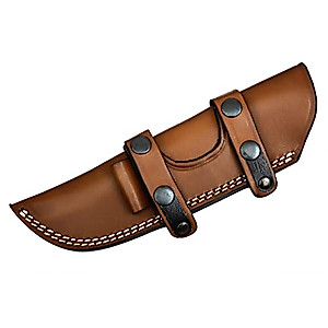Ottoza Handmade Leather Knife Sheath RIGHT HAND Bushcraft Knife Sheath - Hunting Knife Sheath - Survival Knife Sheath - Fixed Blade Knife Sheath Horizontal Carry Dark Brown TOP GRAIN LEATHER No:44