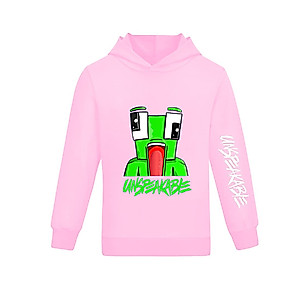 shumintaojin Boys Hoodie and Trousers 2 Piece Pullover Sweatshirt Suit for Girls School Casual Novelty Tracksuit Cartoon Clothes (Pink, 7-8 years)