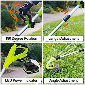 Leisch Life Weed Eater—Cordless String Trimmer Battery Operated Lawn Trimmer, 20V Line String Trimmer with Battery & Charger for Adjustable Angle Cutting, Lightweight Edger in Garden & Outdoor