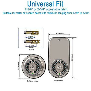 Double Sided Keypad Door Knob with Dual Cylinders and Key Alike, iuknob Keyless Entry Smart Door Lock for Entrance, Fence, Gate, Swimming Pool,Waterproof and Weatherproof for Outdoor & Interior Door.