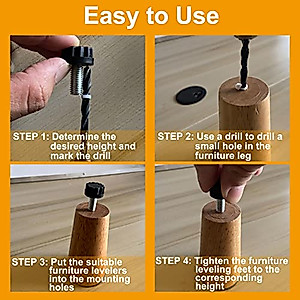 1/4" UNC Thread Adjustable Furniture Levelers - 30 PCS Screw on Leveling Feet - Galvanized Steel Furniture Feet for Table, Chair, Patio and Outdoor Furniture Legs