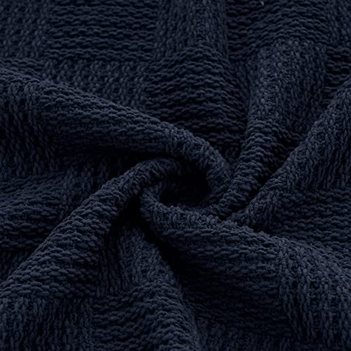 RECYCO Chenille Throw Blanket for Couch, Soft Cozy Knit Throw Blankets with Tassels, Woven Chenille Throw Blanket Knitted Blanket for Bed Sofa Chair, 50 x 60 Inches, Navy Blue, Laundry Bag Included