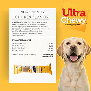 Ultra Chewy Favorites Double Treat Bones, Made in The USA, Healthy Treats, Easy to Digest, Promotes Dental Health (Assorted Flavors, 2 Packs/9 Bones Per Pack)