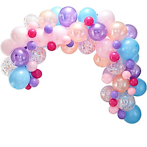Ginger Ray Pink Purple Unicorn Balloon Arch Garland Kit - 70 Balloons in assorted sizes & Tape Balloon Arches