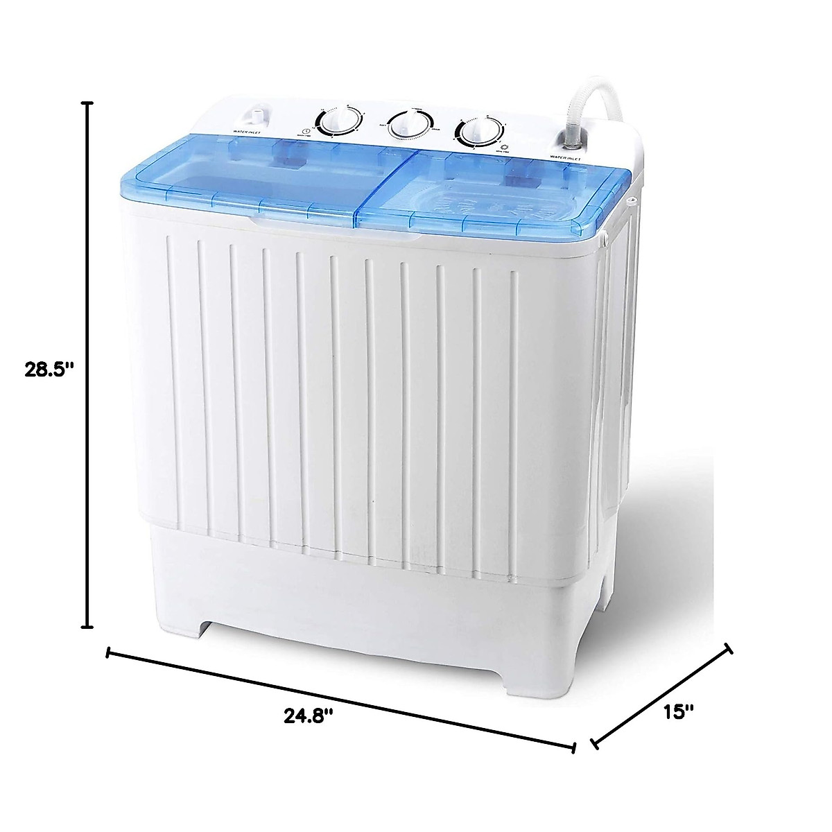 HomGarden Portable Washer Compact Mini Twin Tub Washing Machine w/Washer Spinner Cycle Spin Drye, Built-in Gravity Pump, 5.74 FT Power Cord (17.6 lbs Capacity)