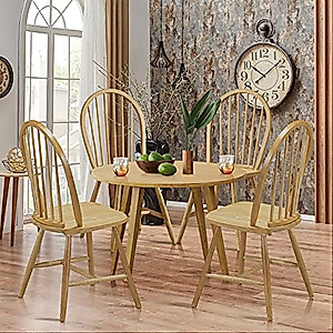 Giantex Set of 4 Windsor Chairs, Wood Dining Chairs, French Country Armless Spindle Back Dining Chairs, Farmhouse Kitchen Dining Room Chairs, Oak