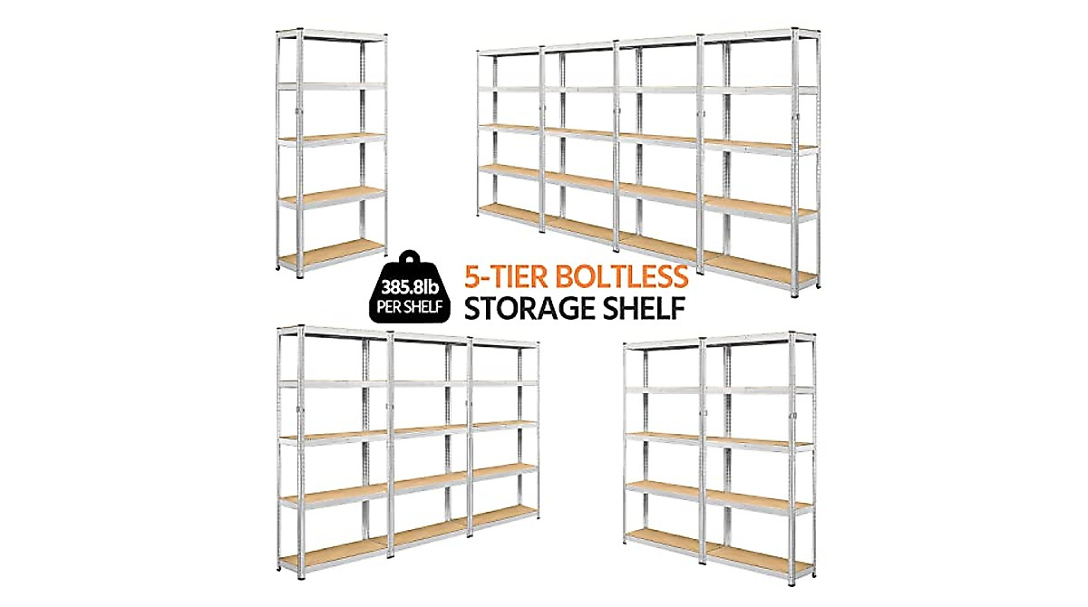 Topeakmart 2 PCS 5-Tier Utility Shelves, Metal Storage Shelves Garage ...