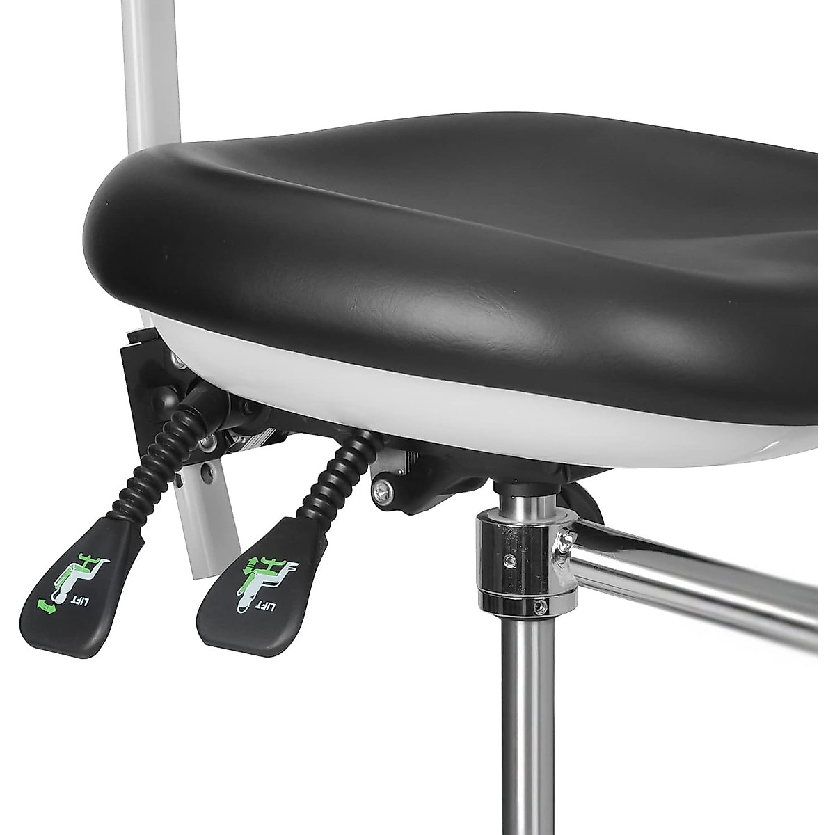 Mobile Adjustable Doctor's Stool Dental Assistance Chair Foot Control 360 Degree Rotation Armrest PU Leather QY-600M-B2