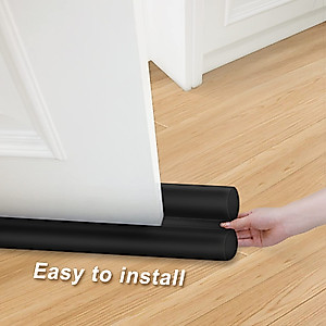 MAXTID Under Door Draft Blocker Black Door Draft Stopper 38" Noise Reducer Breeze Light Cold Air Guard Sound Proof Door Sweep 32" 36" 38" Weather Stripping Door Bottom Seal Insulation Strip Gap Filler