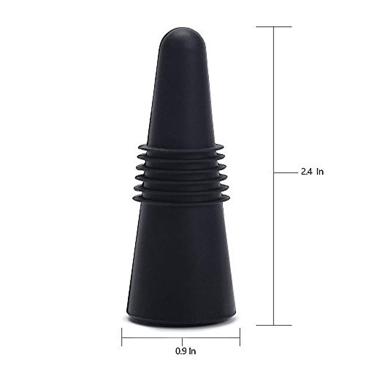 OHMAXHO Wine Stoppers (Set of 5), Silicone Wine Bottle stopper and Beverage Bottle Stoppers, Black