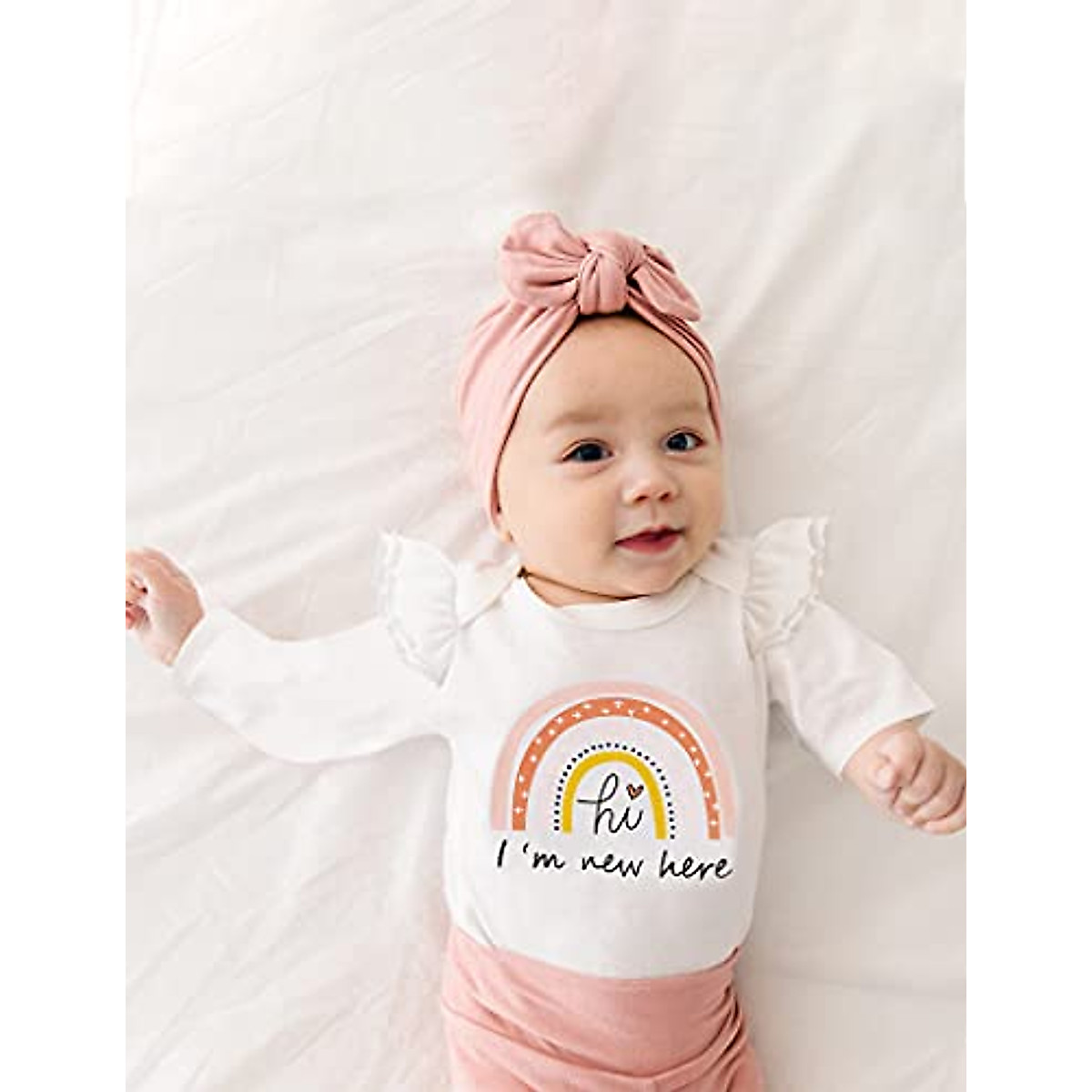 WIQI baby girl clothes newborn girl clothes baby girl outfit new born clothes baby girl long sleeve rainbow romper baby girls' clothing pink pants fall winter newborn girl outfits