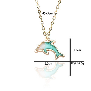 My Own Tong Cute Alloy Dolphin Pendant Necklace Marine Animals Colored Fish Jewelry For Women ,Party Favors And Stocking Stuffers For Girl (Green)