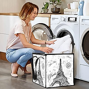 xigua Eiffel Tower Foldable Storage Bins Collapsible Storage Basket for Home Closet,Bedroom Drawers,Nursery,Toys Organizer,Shelf Cabinet