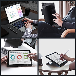 Nillkin Keyboard Case for iPad Air 13-inch (M3 2025/M2 2024), iPad Pro 12.9-inch (6th/5th/4th/3rd Gen) Rugged Case with Detachable Keyboard, Magic Trackpad, 7-Color Backlit, Portrait/Landscape, Black