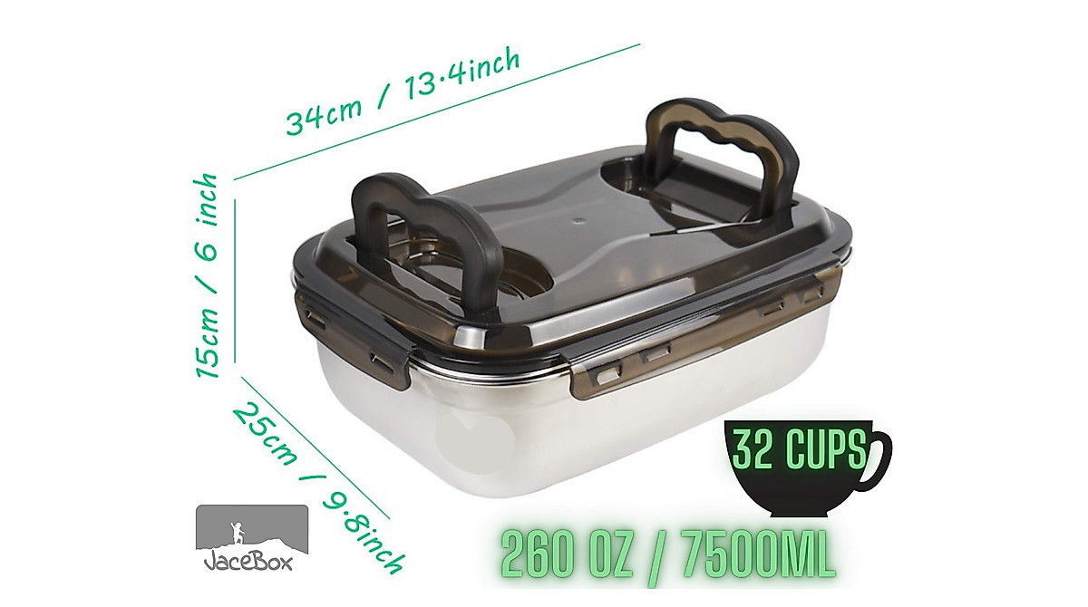 JaceBox Stainless Steel Jumbo Food Containers - 2 Sizes