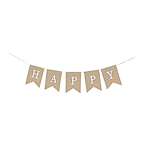 Mandala Crafts Burlap Happy Birthday Banner - Happy Birthday Burlap Banner Garland Bunting Pendant Flag for Rustic Birthday Decorations -Boho Burlap Birthday Banner for Adults