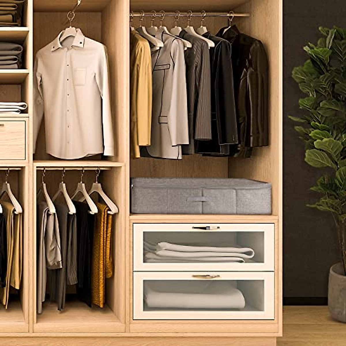 diyome Under Bed Storage Containers, Foldable Closet Organizers and Storage with Reinforced Handles, Storage Bins for Organizing Clothes, Shoes, Blankets, Pillows, Toys