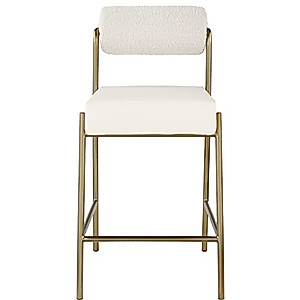 Meridian Furniture 587Cream-C Carly Collection Modern | Contemporary Vegan Leather/Boucle Fabric Upholstered Counter Stool, 19" W x 22.5" D x 37" H, Cream