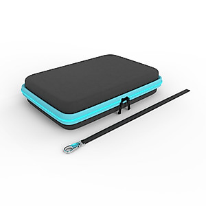 amCase Hard Carrying Case Compatible with Nintendo 2DS XL with 8 Game Cartridge Holders with Zipper Protective Travel Case (Black)