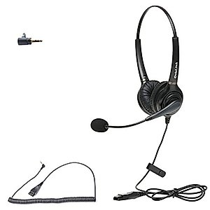 OvisLink Dual Ear 2.5mm Call Center Headset for Cisco SPA Series, Polycom SoundPoint IP 321/331 and Pro SE-220/225 | Premium Voice for Professional Call Center and Office Phones | Comfort All-Day