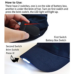 Hands Free LED Baseball Cap Hat for Outdoor Jogging Hip Hop Party Holiday Blue