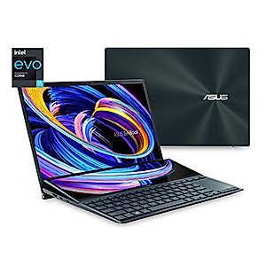 ASUS ZenBook Duo 14 UX482 14” FHD NanoEdge Touch Display, Intel Evo Platform, Core i5-1135G7, 8GB RAM, 512GB PCIe SSD, Innovative ScreenPad Plus, Windows 10 Home, Celestial Blue, UX482EA-ES51T