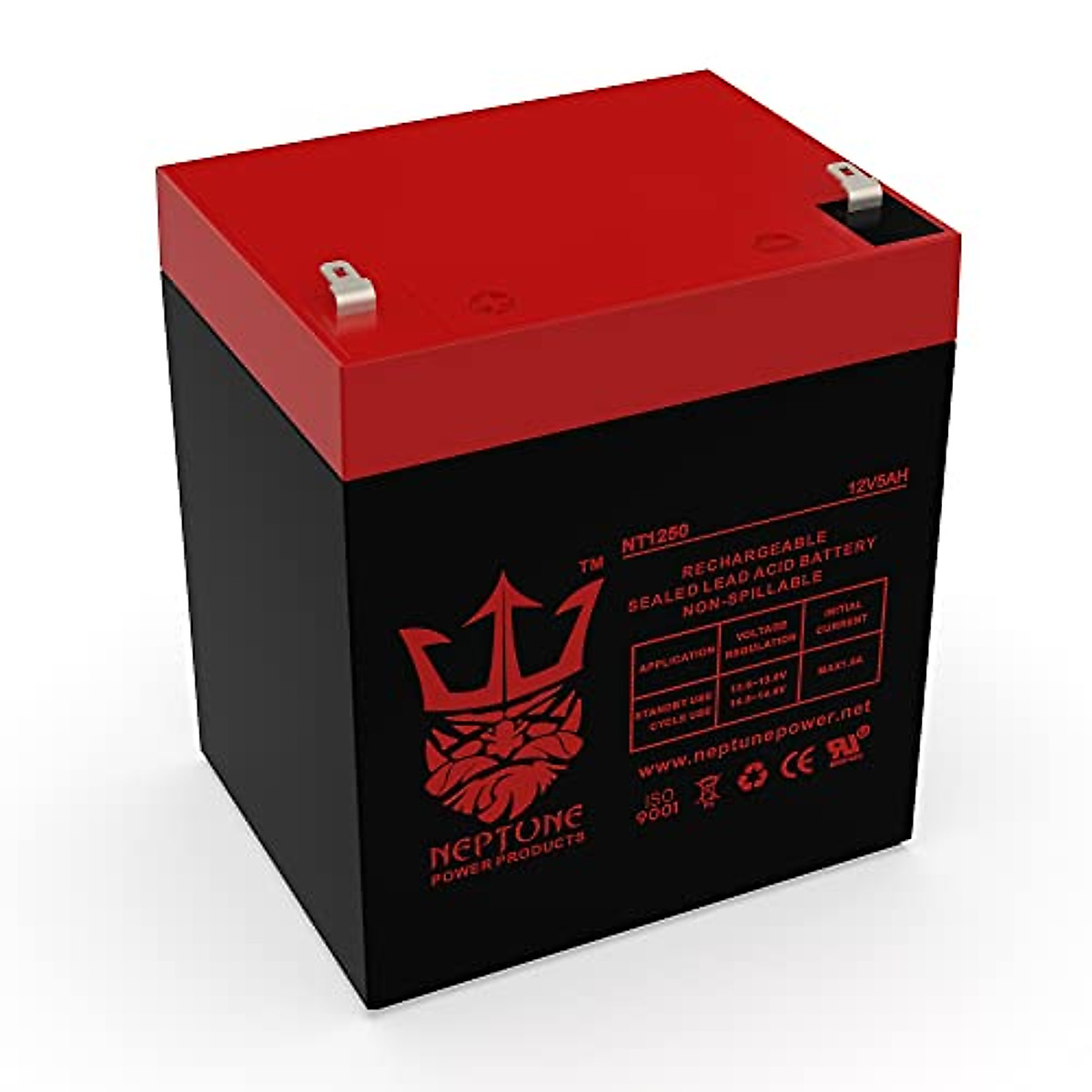 Neptune Power Products NT1250 12V 5AH Replacement Battery for Home Alarm System Battery Back Up Vista 20P ADT W/ F1 Terminals Quick & Easy Connection
