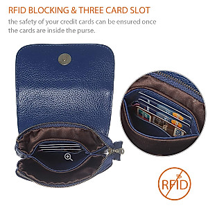 MINICAT Leather Small Crossbody Bags RFID Blocking Cell Phone Purse Wallet for Women(Blue)