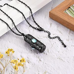 XIUDA Crystal Cremation Urn Necklace for Ashes Keepsake Cremation Jewelry for Human Ashes Stainless Steel Memorial Pendant with Flower