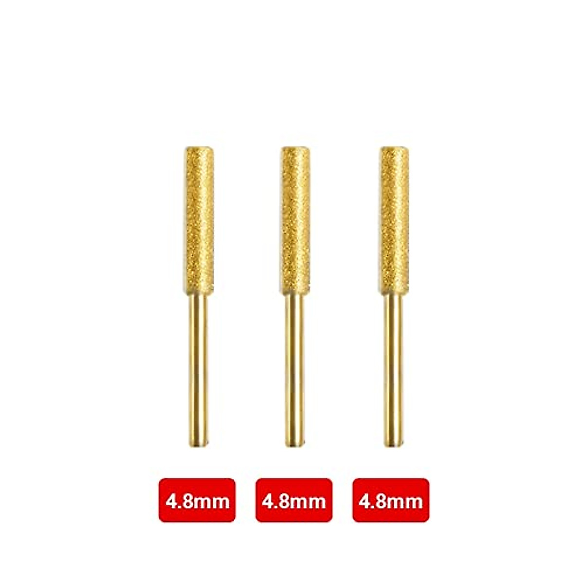 3/4/5/6pcs Diamond Coated Cylindrical Burr 4/4.8/5.5mm Chainsaw Sharpener Stone File Chain Saw Sharpening Carving Grinding Tools (Color : Gold 3pcs Set 3, Size : /)