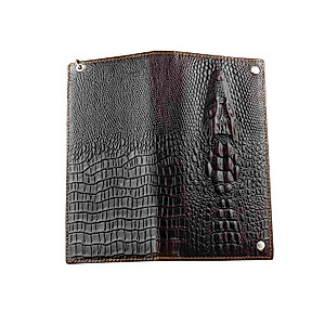 crazy hunter Mens Long Crocodile Head Motorcycle Punk Leather Wallet With a Biker Chain L73