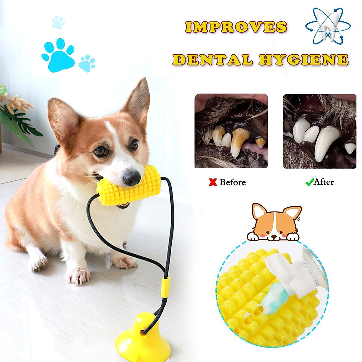 TIMO BUBBLE Nature TPR Rubber Puppy Suction Cup Rope for Teething, Durable Nearly Indestructible Aggressive Chewer Toys for Small Medium Large Breed, Mental Stimulation Keep Dog Busy