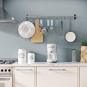 Wallniture Lyon 31.5" Wall Mount Kitchen Utensil Holder With 10 S Hooks For Hanging Pots and Pans Set