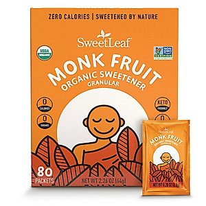 Sweetleaf Monk Fruit Organic Sweetener Granules 80 Packets