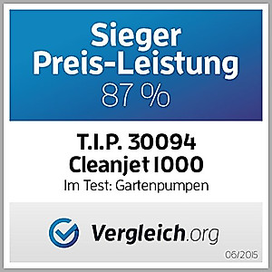 T.I.P. 30094 Clean Jet 1000 Plus Stainless Steel Garden Pump with 4 m Suction Set, up to 3300 l/h Flow Rate