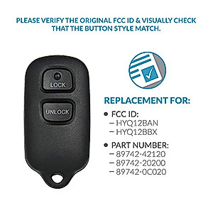 Keyless2Go Replacement for New Keyless Entry Remote Car Key Fob 3 Button FCC HYQ12BBX HYQ12BAN
