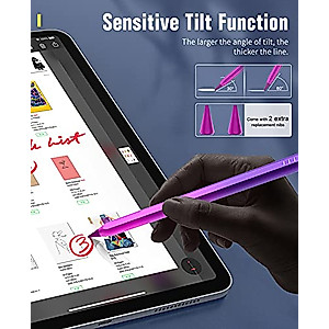 TiMOVO Stylus Pen for Apple iPad Pencil 10/9/8/7/6th Generation,iPad Air 5/4/3th Pencil 2nd Generation for 2018-2022 Apple iPad Pro 12.9/11,iPad Mini 6/5th Palm Rejection iPad Stylus,Gradient Purple