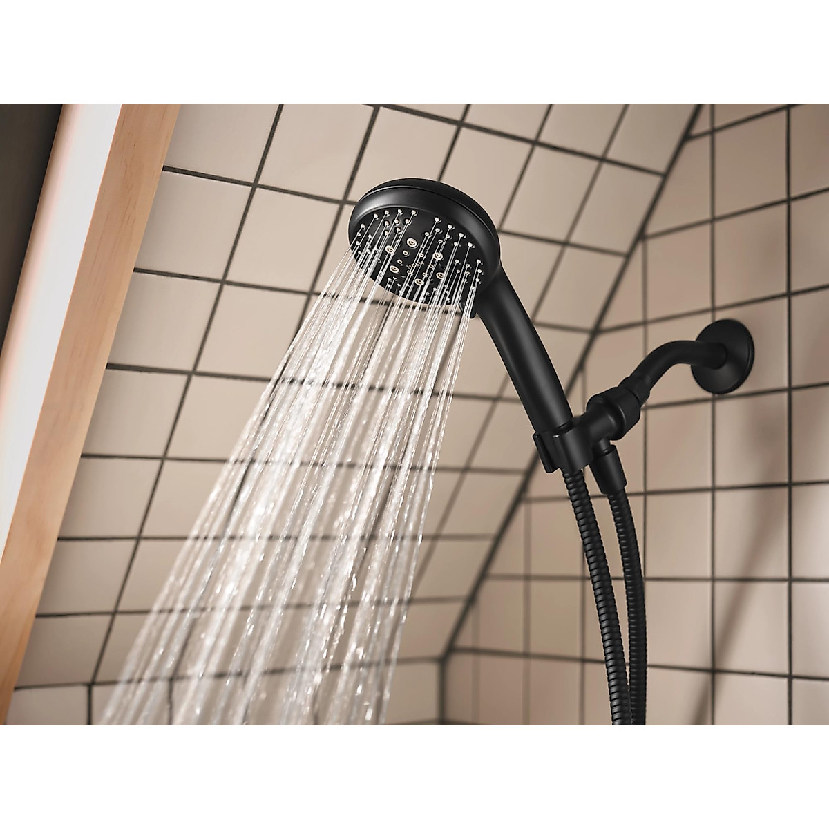 Moen Beric Matte Black Single Handle Modern Tub and Shower Faucet with Handshower, Valve Included, 82775BL