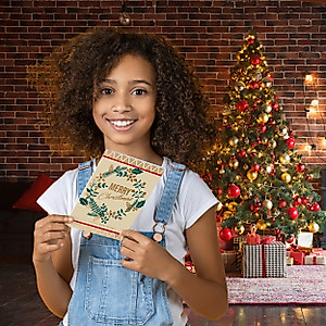 Better Office Products 50 Pack Christmas Cards with Gold Foil Iconic Images, 5" x 7", High Gloss, Gold Foil Interior Greeting, with 50 Envelopes, 50 Count Boxed Set