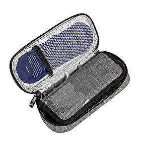 Apollo Walker Insulin Cooler Travel Case Diabetic Medication Cooler with 2 Ice Packs and Insulation Liner(Gray)