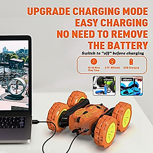 Remote Control Car, Lotmey RC Cars with Double Sided 360° Flips, RC Stunt Car with USB Charging Without Removing The Battery, 4WD Off Road Remote Control Car for Boys 4-7,8-12