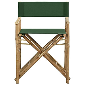 UTSRABFA Conversation Furniture Set Patio Dining Chair Outdoor Club Chair Folding Director's Chairs 2 pcs Green Bamboo and Fabricfor Porch, Balcony, Deck, Patio, Backyard