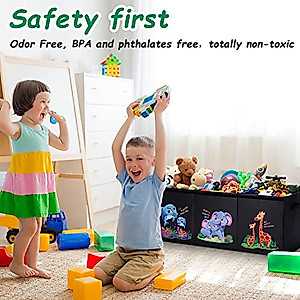 Large Toy Chest for Boys Girls, 40" Toy Box Organizer with Removable Divider, Foldable Sturdy Storage Bins with Lids for kids, Toy Chests for Nursery Playroom Bedroom Living Room